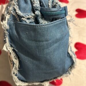 Wildfox | Bags | Nwt Wildfox Blue Frayed Denim Tote | Poshmark